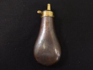Pistol Powder Flask Smooth Side Brown Lacquer Finish – J & J Military ...